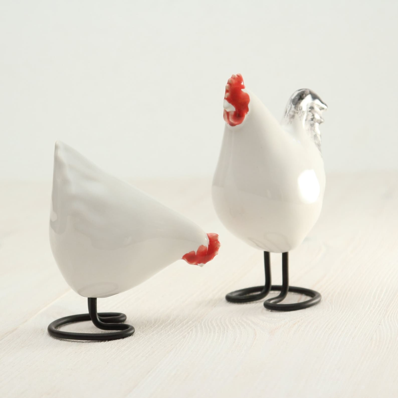 White Ceramic Chicken Decorative Hen Figurine Small - Etsy