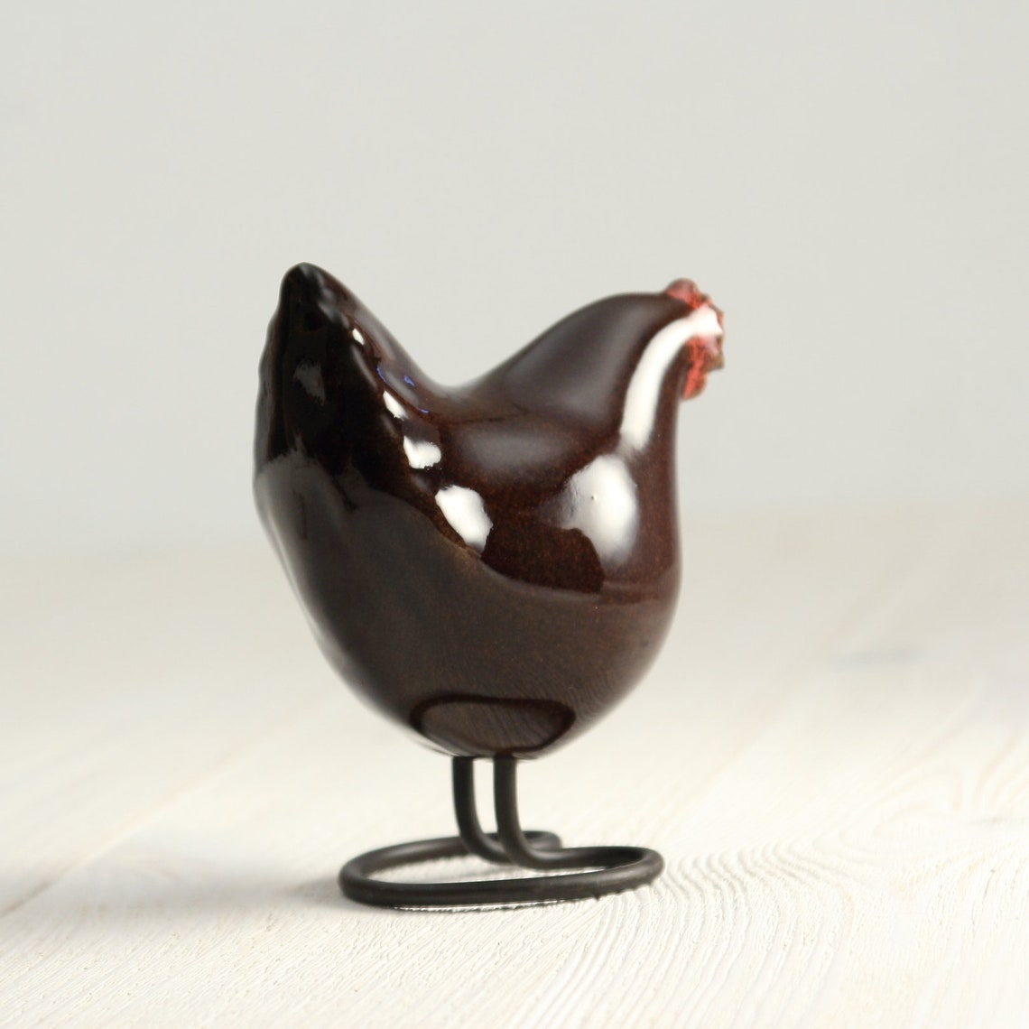 Brown Ceramic Chicken Handmade Decorative Bird Country - Etsy