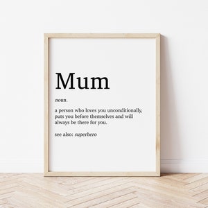 Mother / Mum / Mom Definition Wall Print / Shelfie / Kitchen / - Etsy