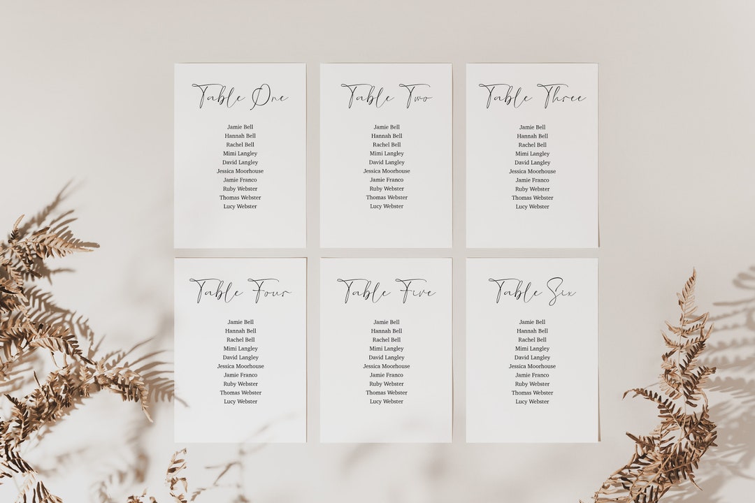 LUX Style 1 Wedding Table Plan Cards, Wedding Seating Chart, Seating ...