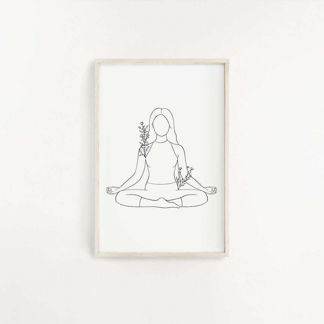 Yoga Line Drawing / Yogi Loving Gift/ Simple Minimalistic Illustration ...