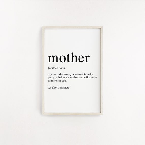 Mother / Mum / Mom Definition Wall Print / Shelfie / Kitchen / | Etsy