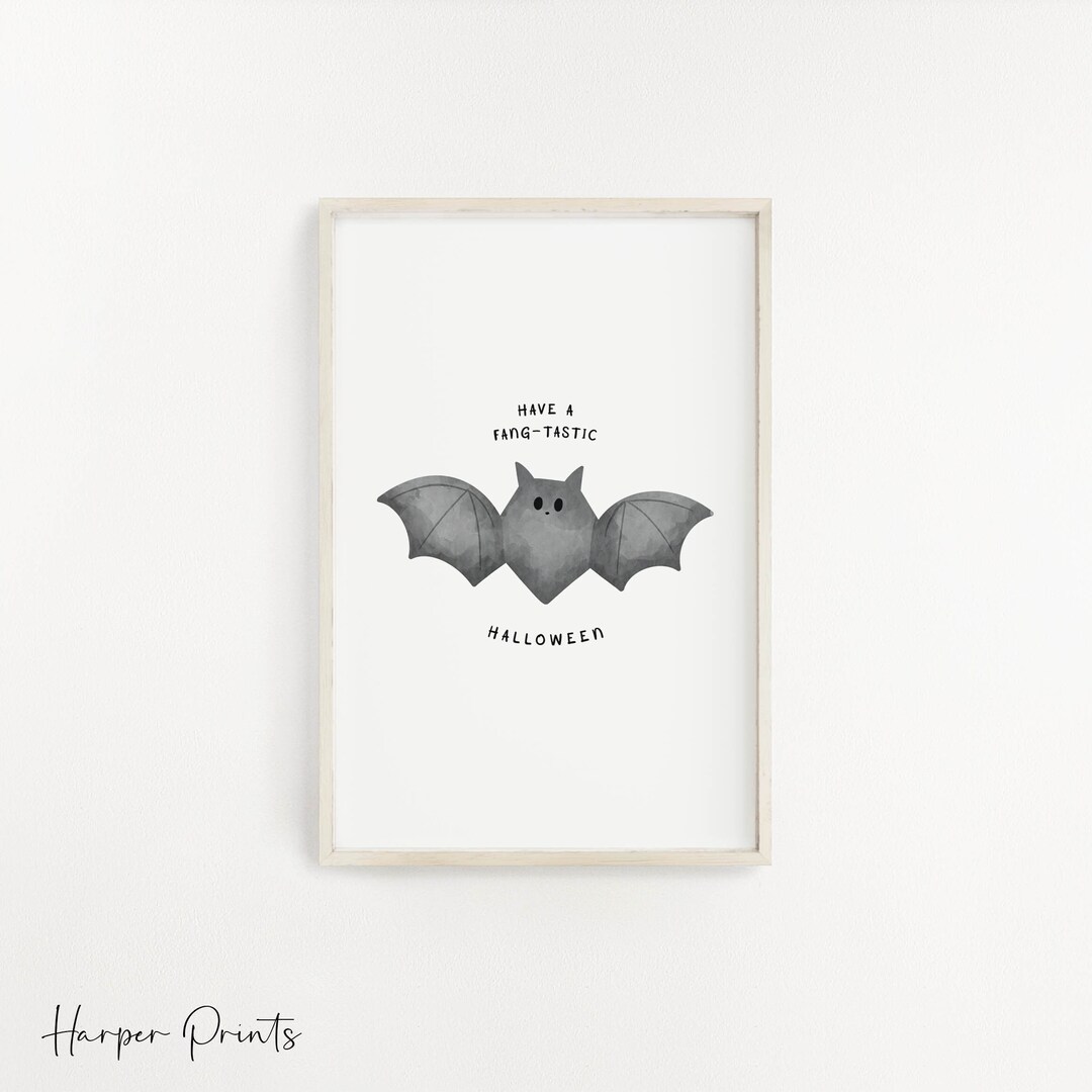 Halloween Bat Print Digital Download BOO Autumnal Fall Decor - Etsy