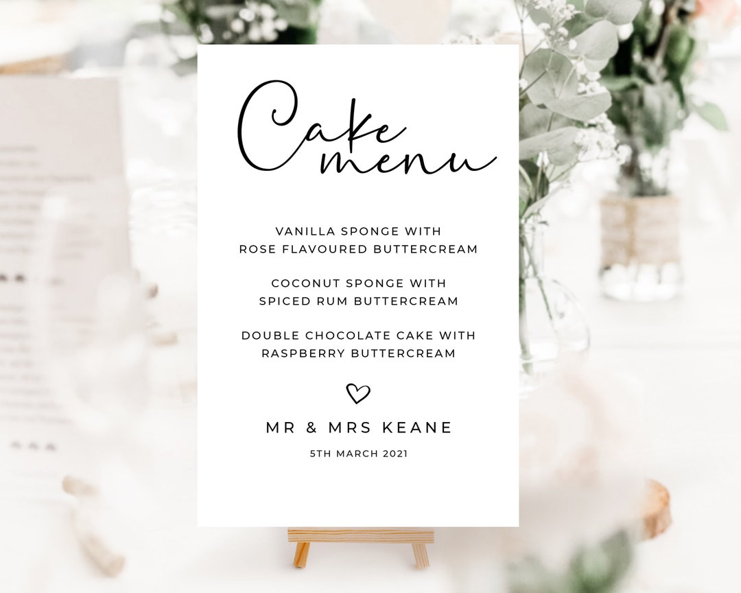UNO Wedding Sign, Cake Menu, Personalised, Birthday Cupcake, Mr and Mrs ...
