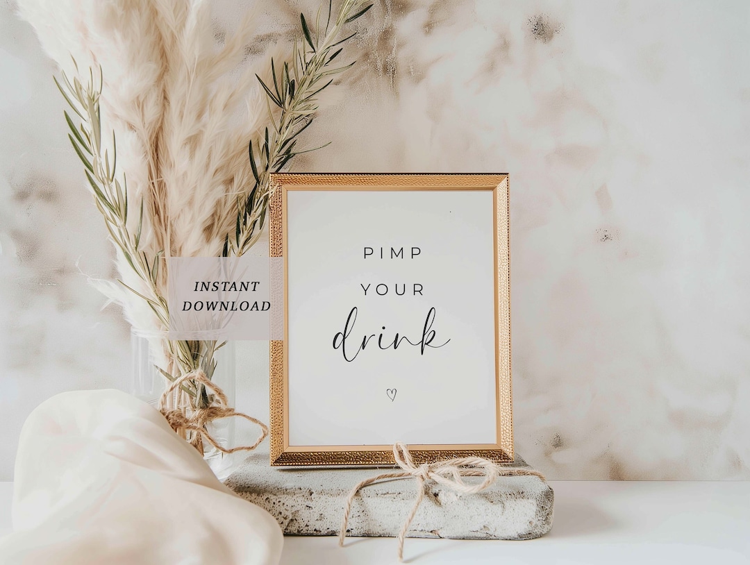 AFF Wedding Pimp Your Drink Sign, Printable, Digital File, Instant ...