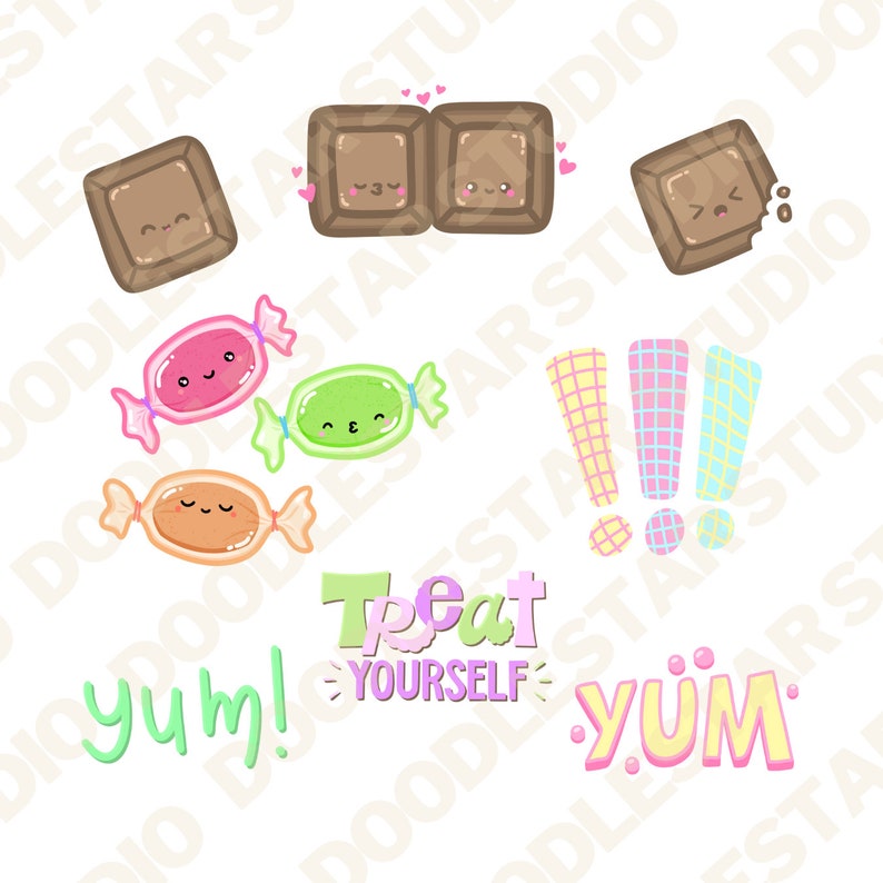 Kawaii Sweet Treats Digital Stickers | Transparent PNG Files | Digital ...