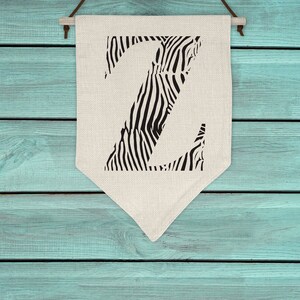 Zebra Print Wall Hanging, Monogram Zebra Decor, Animal Wall Hanging ...