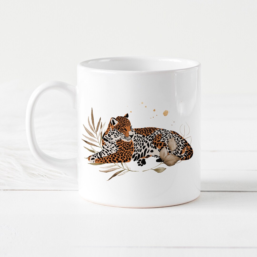 Leopard Mug, Orange Leopard. Modern Home Mug, Personalised Mug, on the ...