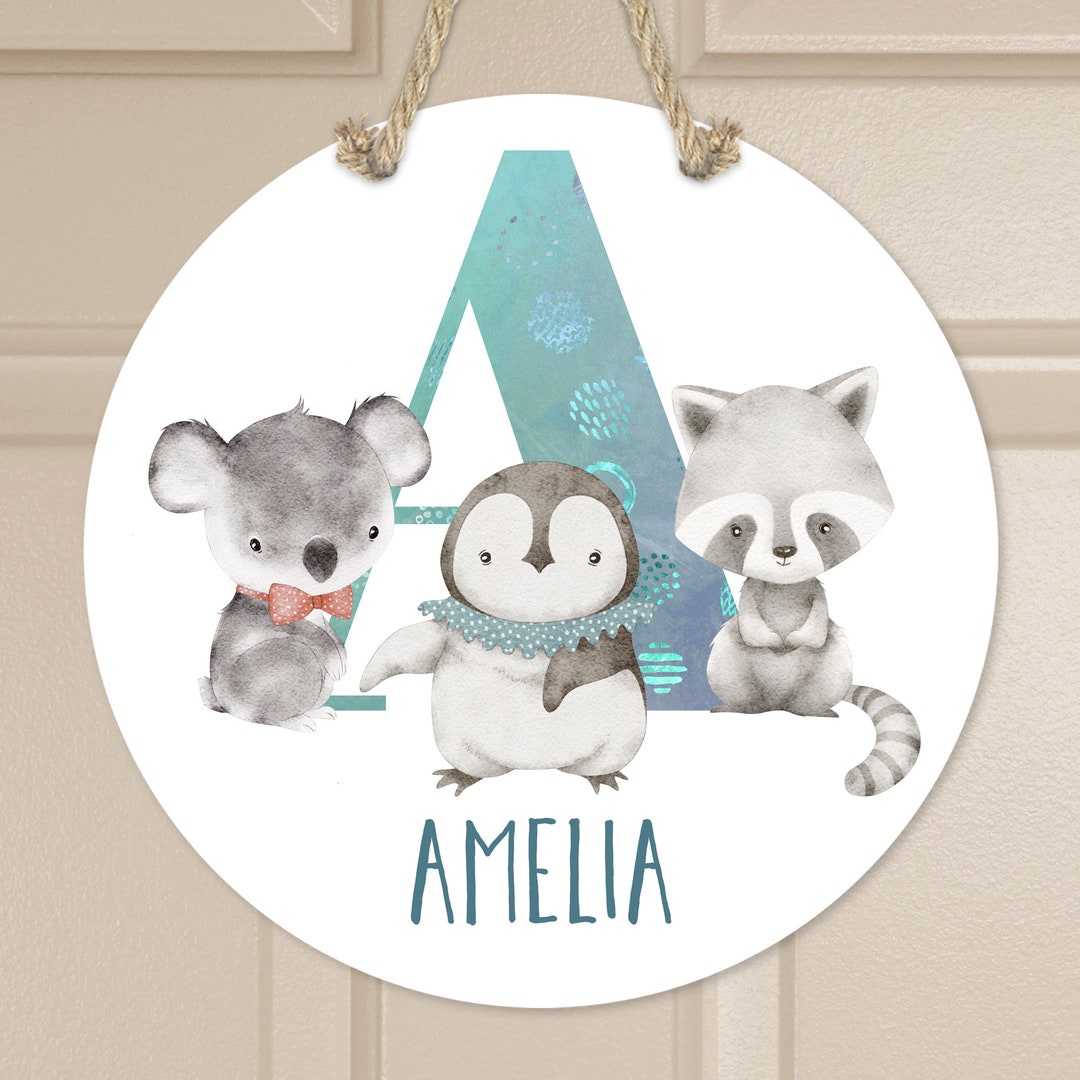 Nursery Wall Decor Plaque, Koala Nursery Plaque, Penguin Door Plaque ...