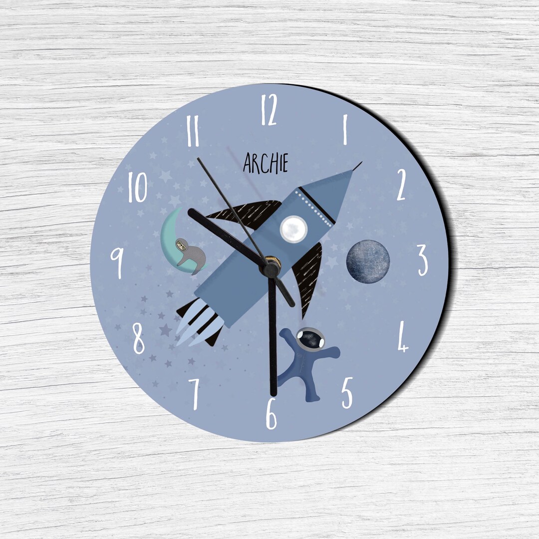 Space Theme Clock, Cosmic Imagery, Clock, Boy's Clock, Galaxy Clock ...