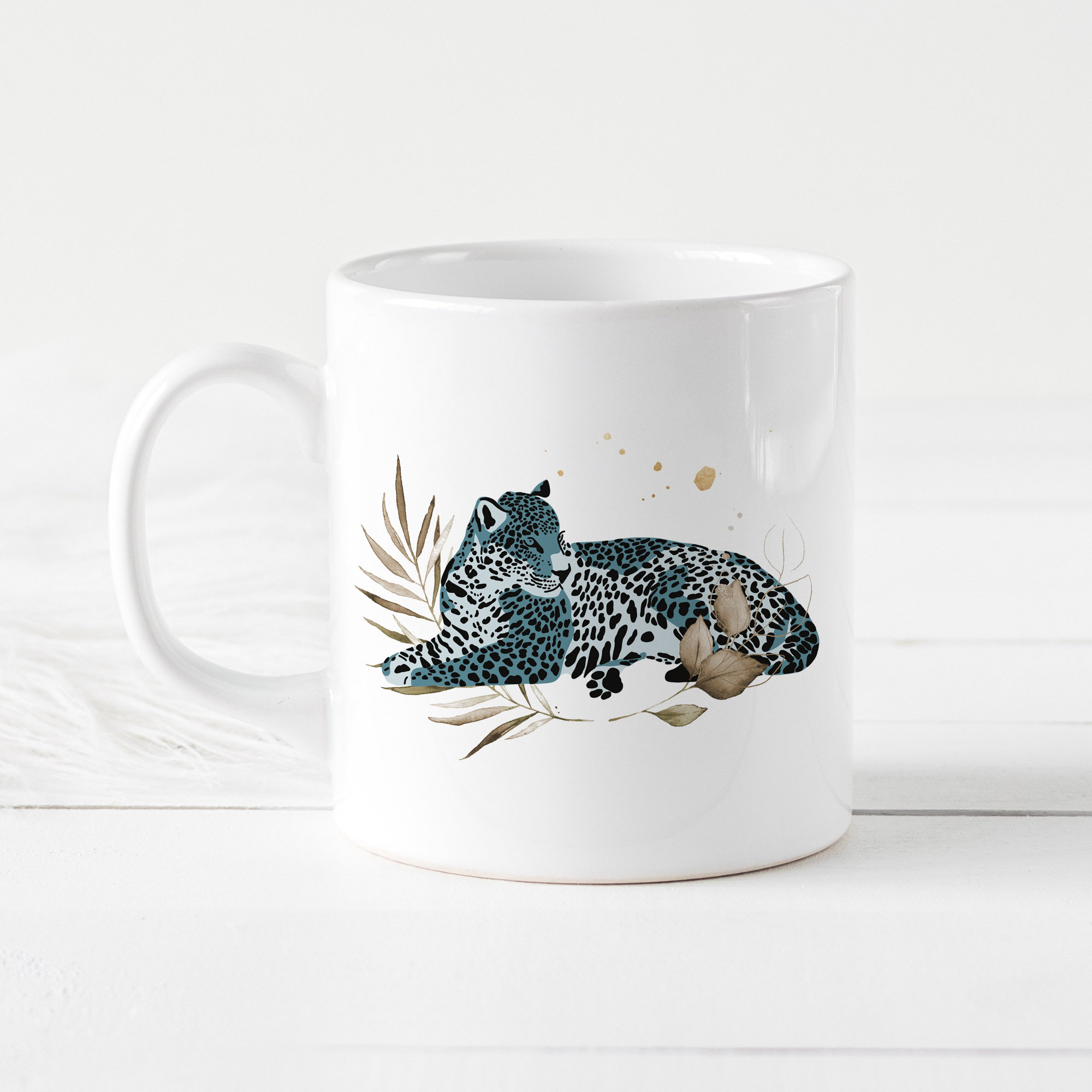 Leopard Mug Teal Leopard. Modern Home Mug Personalised Mug - Etsy