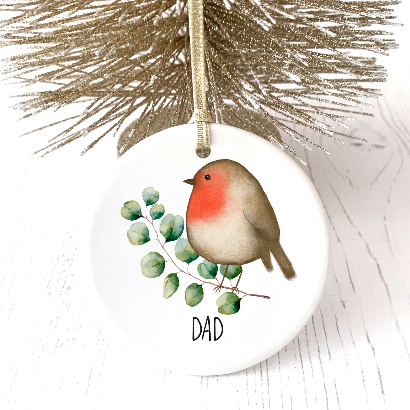 Personalized Red Robin Ceramic Christmas Bauble: Hand-painted Ornament ...