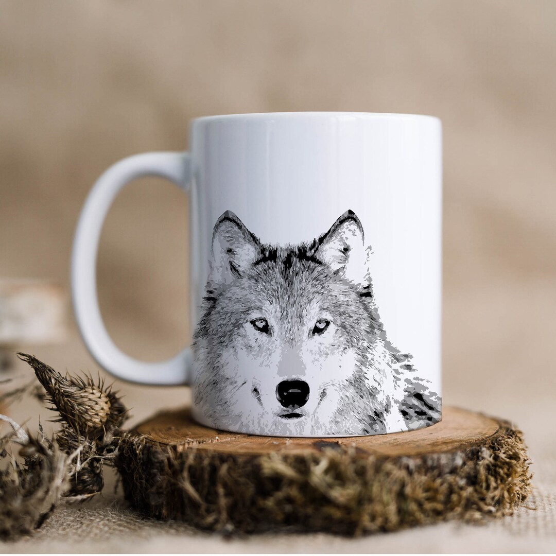Wolf Mug, Wildlife Mug for Men, Gift for Him, Ceramic Wolf Gift ...