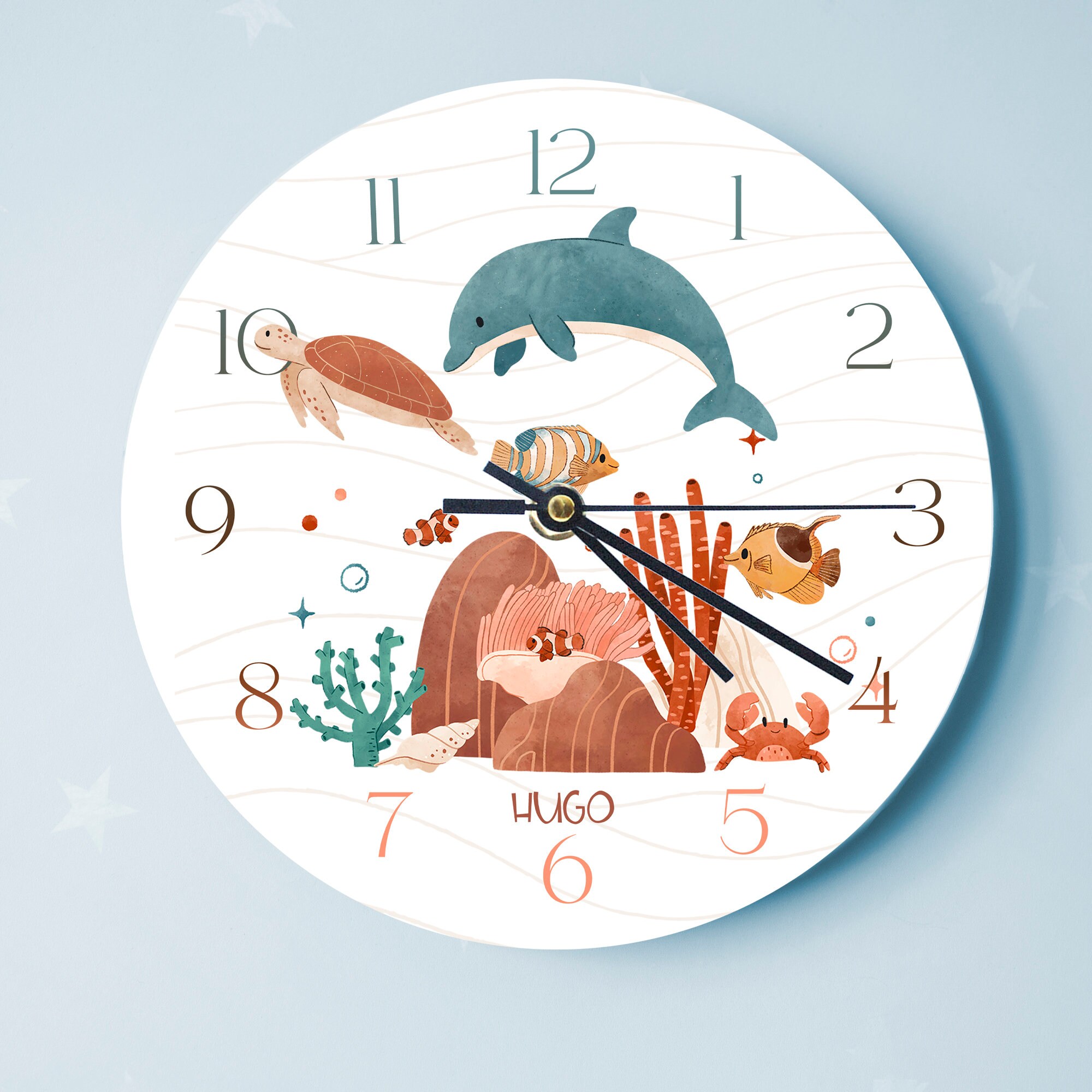 Ocean Scene Themed Clock Child's Clock Dolphin Turtle - Etsy