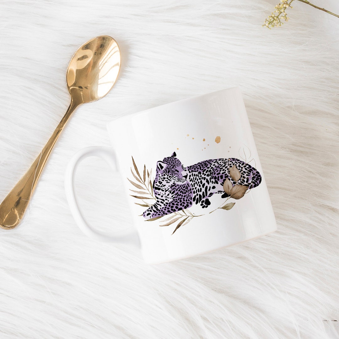 Leopard Mug, Purple Leopard. Modern Home Mug, Personalised Mug, on the ...