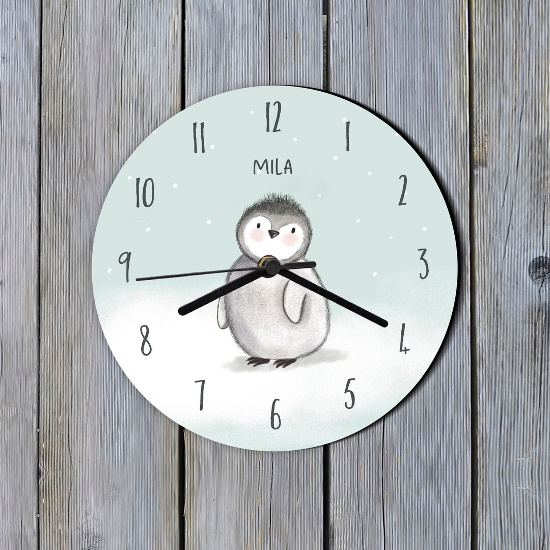 Penguin Clock, Personalised Gift, Personalized New Baby Gift, Clock for ...
