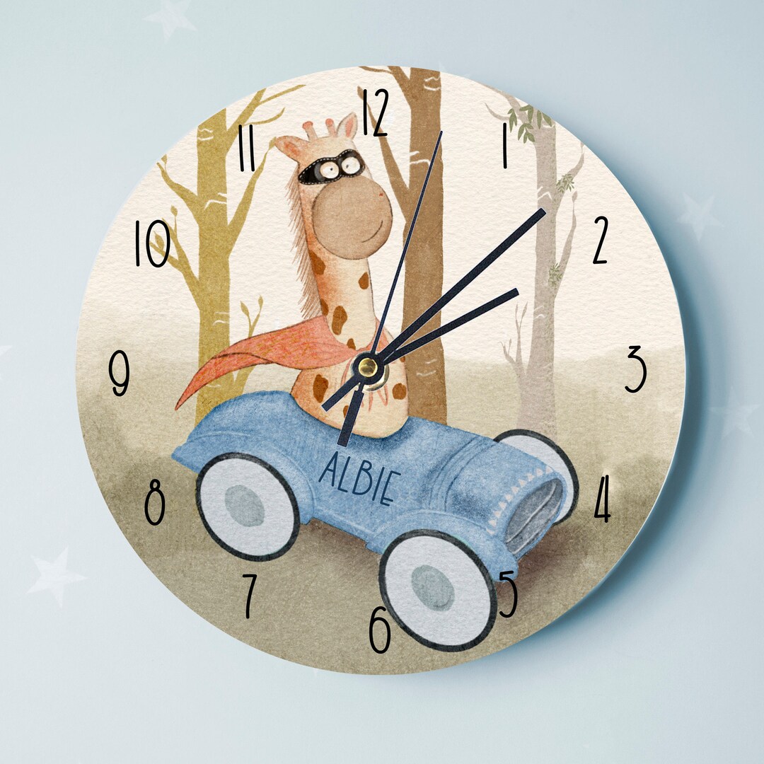 Personalized Racing Car Clock: Giraffe Nursery Decor - Etsy