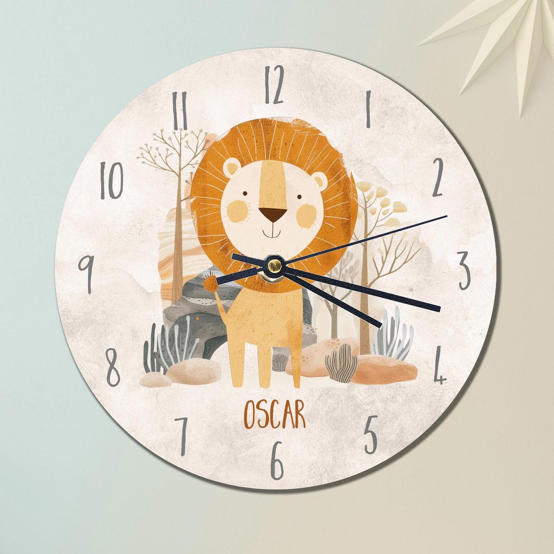 Lion Zoo Clock, Adorable Animal-themed Wall Clock, Kids Room Decor, Perfect Birthday Gift ...