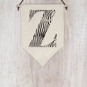 Zebra Print Wall Hanging, Monogram Zebra Decor, Animal Wall Hanging ...