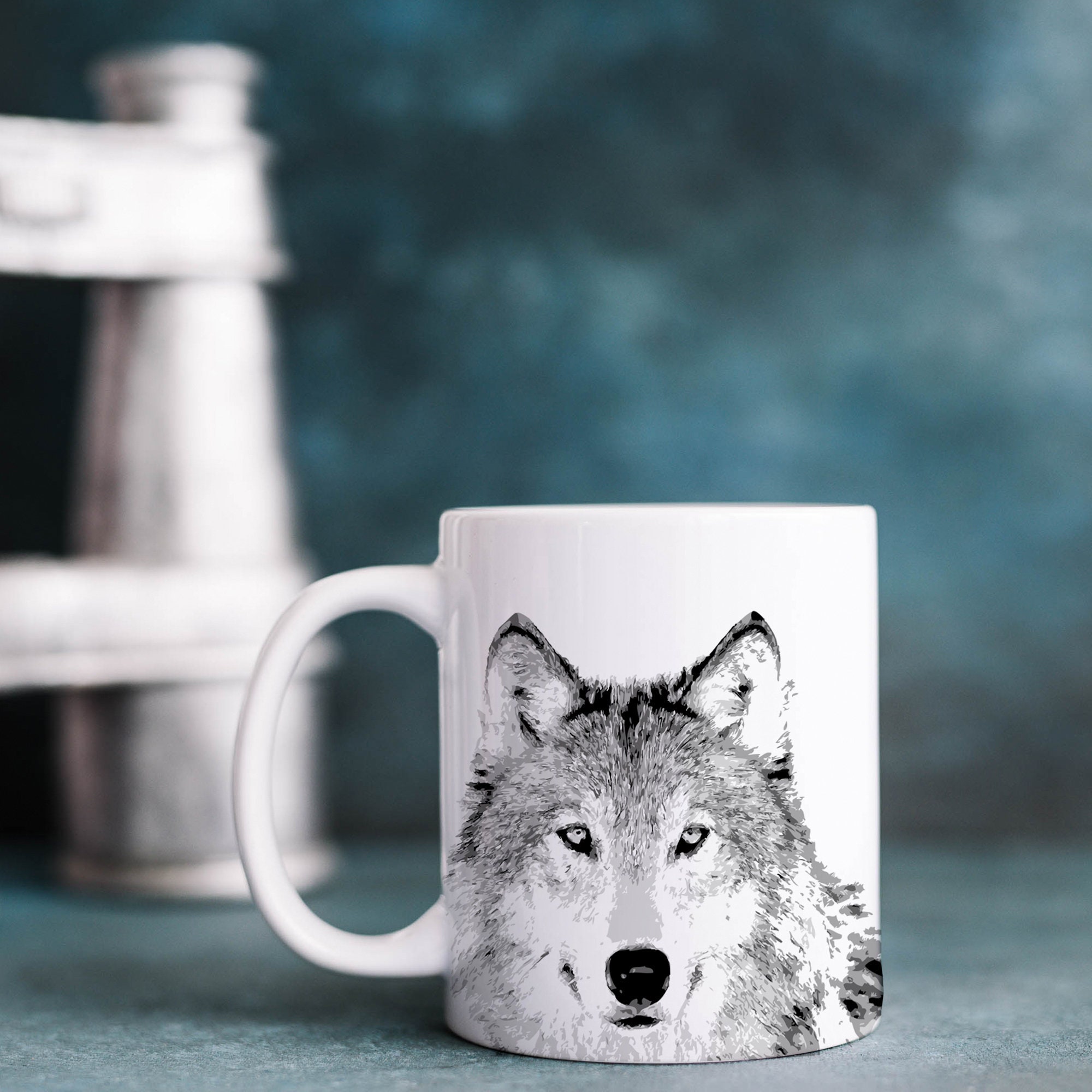 Wolf Mug, Wildlife Mug for Men, Gift for Him, Ceramic Wolf Gift ...