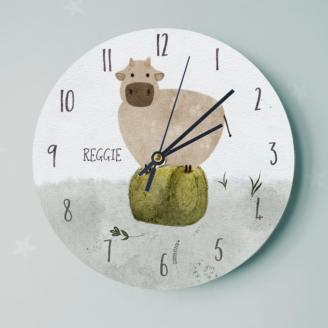 Cow Farmyard Themed Wall Clock, Toddler Clock, Children's Gift, Nursery ...