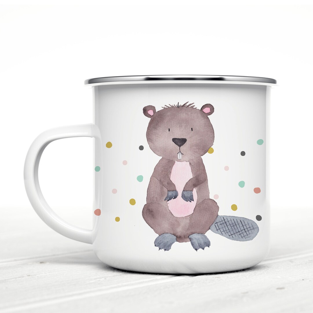 Beaver Enamel Mug, Children's Mug, African Animal Mug, Camping Mugs ...