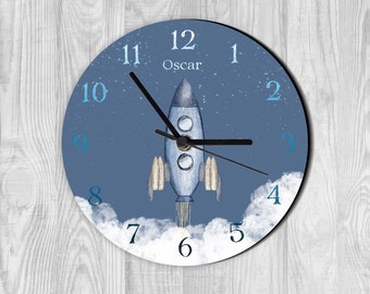 Rocket Clock Wood Wall Clock Laser Cut Nursery & Kids - Etsy