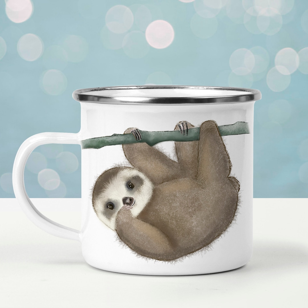 Sloth Mug, Enamel Mug, Enamel Mugs for Children, Camping Mug, Kiddo Mug ...