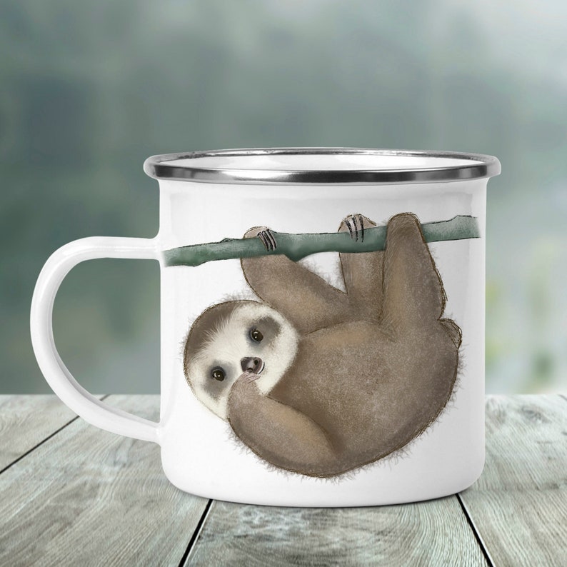 10oz Sloth Mug Enamel Mug Enamel Mugs for Children Camping - Etsy Canada