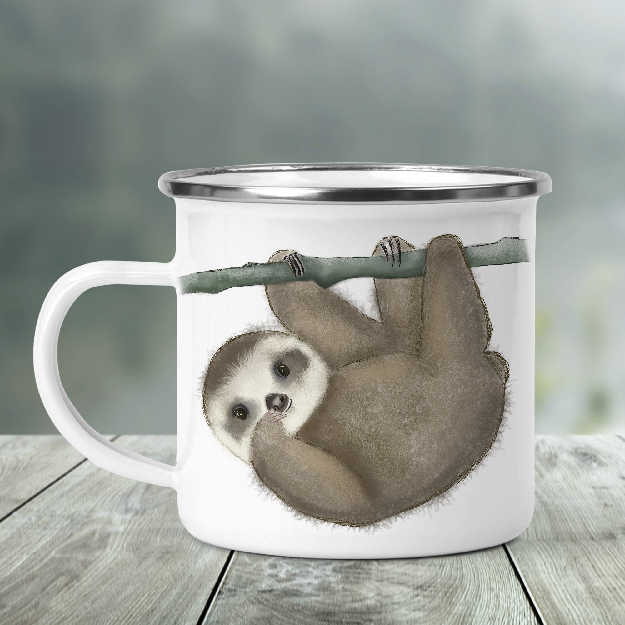 10oz Sloth Mug Enamel Mug Enamel Mugs for Children Camping - Etsy Canada