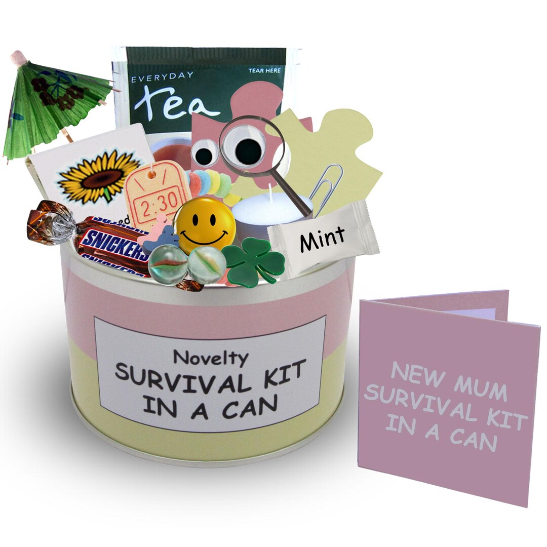 New Mum Survival Kit in A Can. Fun Gift & Card for Mummy to Be/baby ...