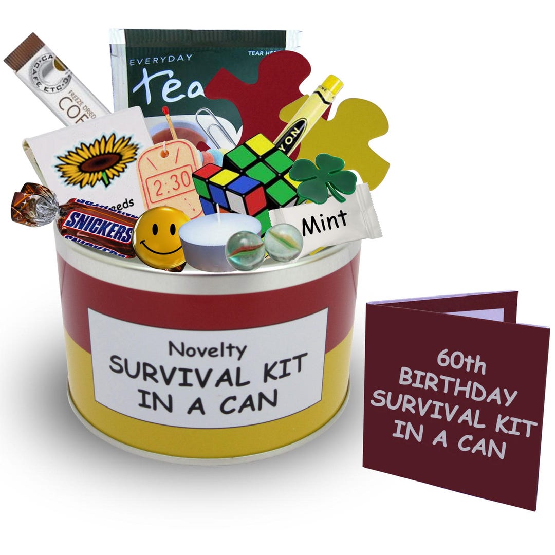 60th Birthday Survival Kit in A Can. Fun Happy Birthday Gift & Card ...