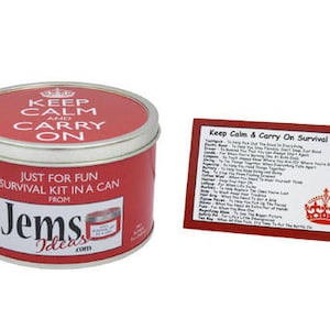 Keep Calm & Carry on Survival Kit in A Can. Fun Gift and Card | Etsy
