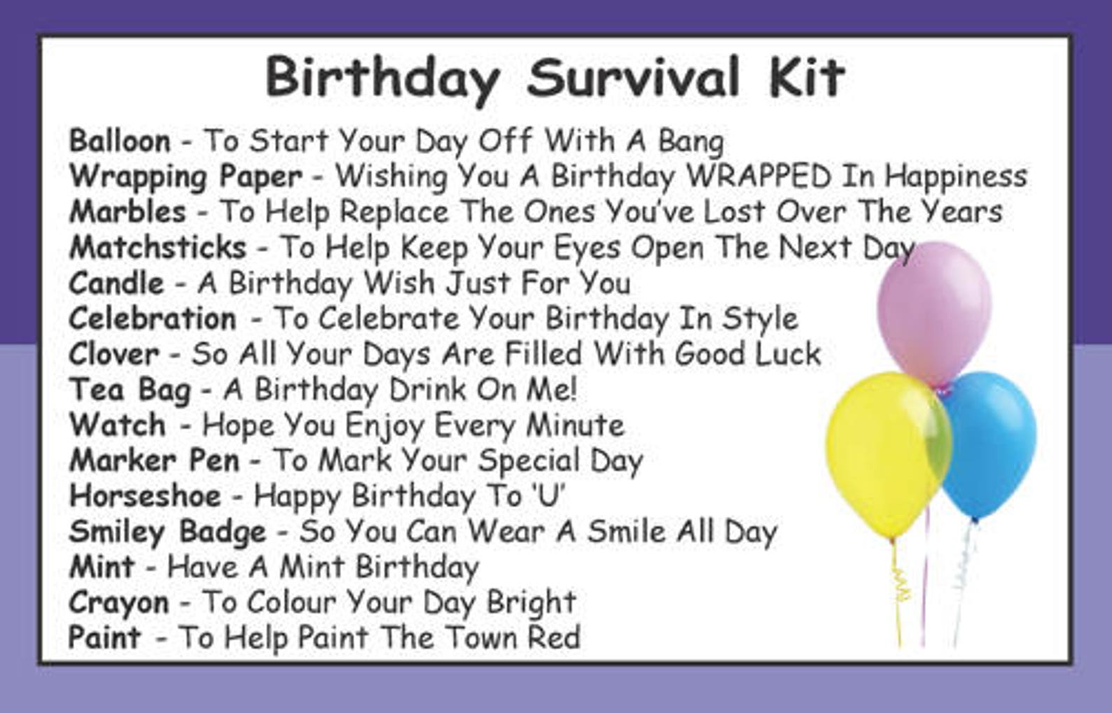 Birthday Survival Kit in A Can. Fun Happy Birthday Gift & Card for A ...