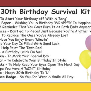 30th Birthday Survival Kit in A Can. Fun Happy Birthday Gift & Card ...