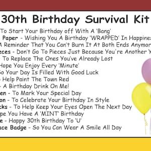 30th Birthday Survival Kit in A Can. Fun Happy Birthday Gift & Card ...