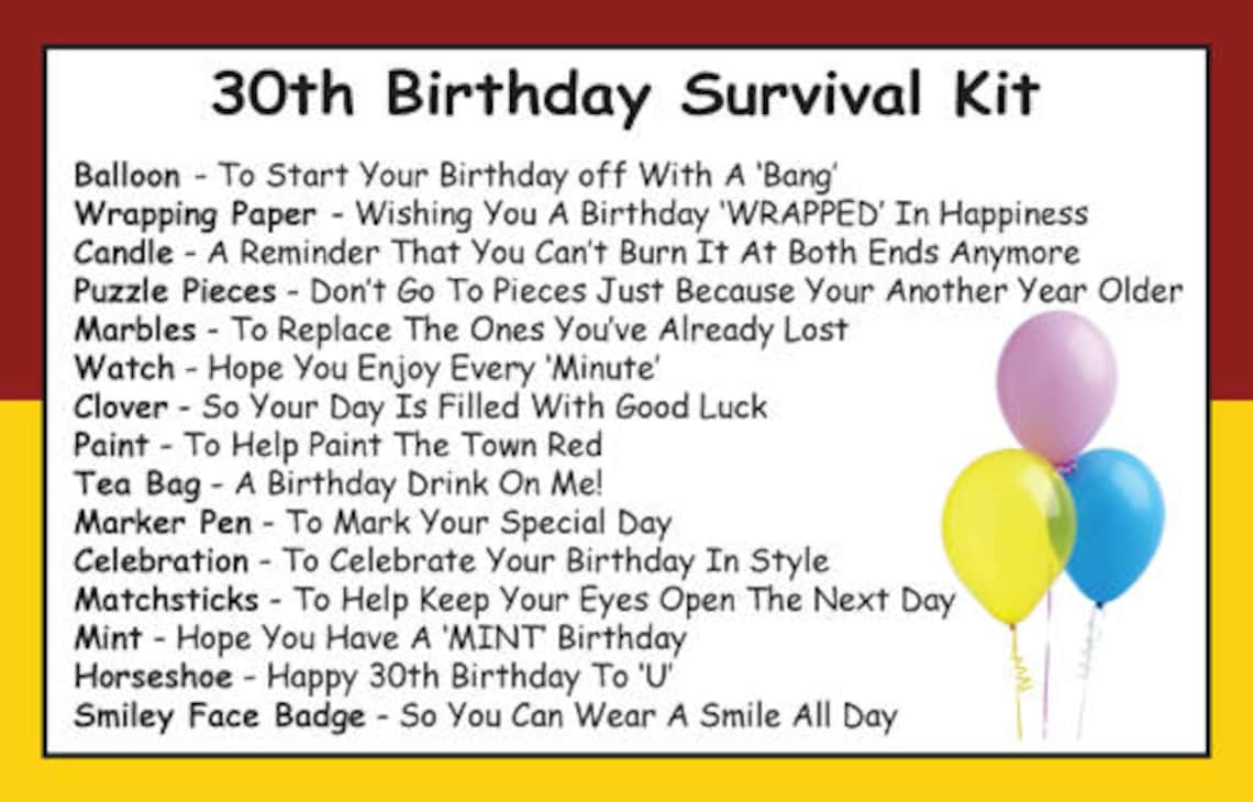 30th Birthday Survival Kit in A Can. Fun Happy Birthday Gift & - Etsy UK