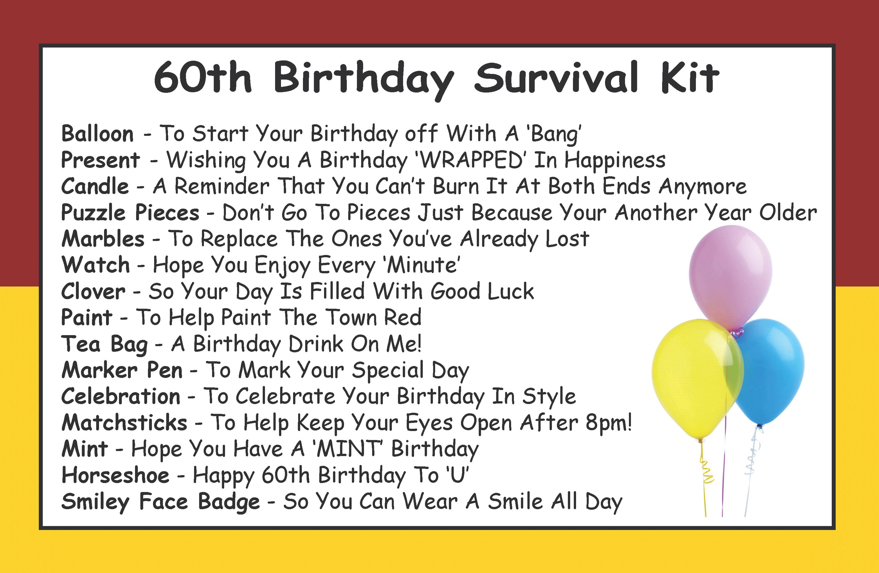 60th Birthday Survival Kit in A Can. Fun Happy Birthday Gift & Card ...