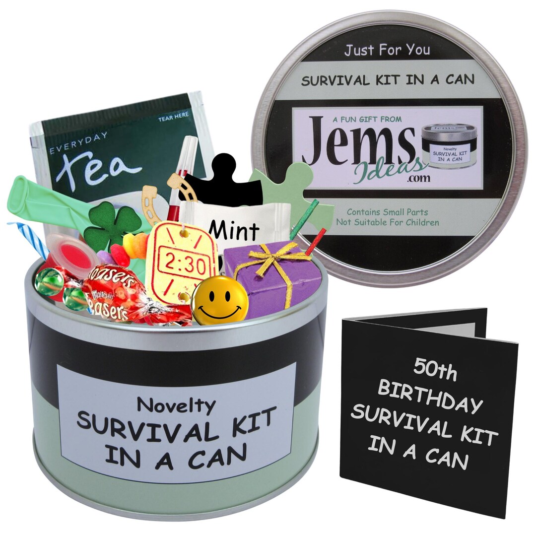 50th Birthday Survival Kit in A Can. Fun Happy Birthday Gift & Card ...
