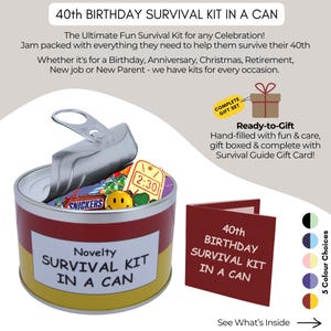 40th Birthday Survival Kit in A Can. Fun Happy Birthday Gift & Card ...