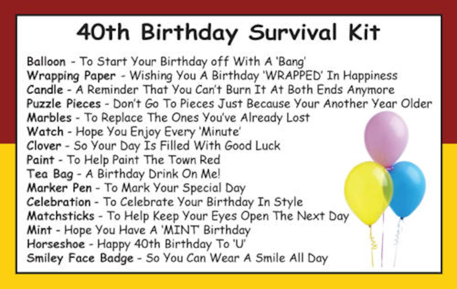 40th Birthday Survival Kit in A Can. Fun Happy Birthday Gift & - Etsy