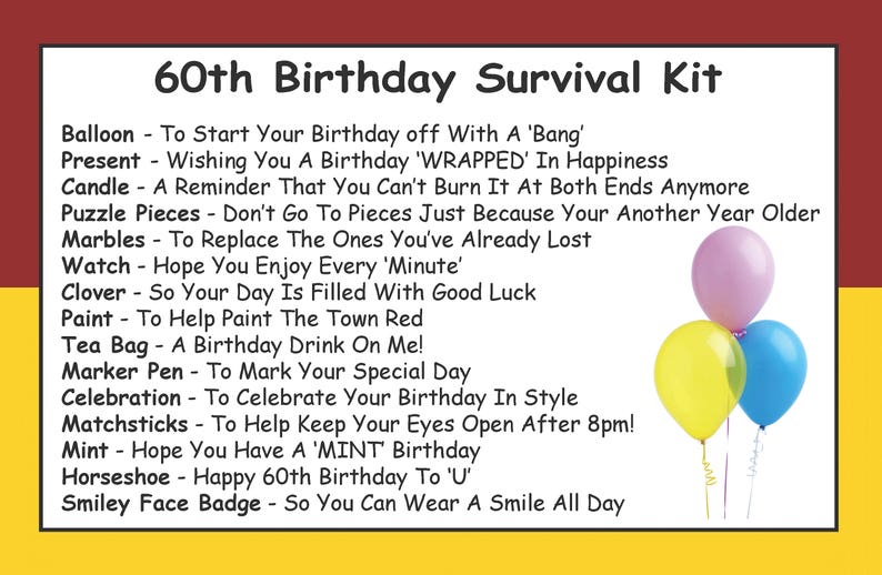 60th Birthday Survival Kit in A Can. Fun Happy Birthday Gift & - Etsy UK
