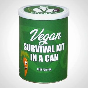 Vegan Survival Kit in A Can. Fun Vegan Friendly Novelty Gift for Him ...