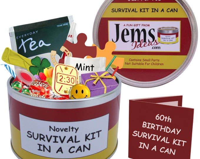 60th Birthday Survival Kit (blue) ~ Fun Novelty Gift & Greetings Card ...