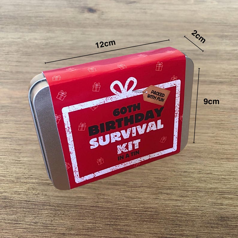 60th Birthday Gift. Happy 60th Birthday Survival Kit in a Tin Gift Set ...