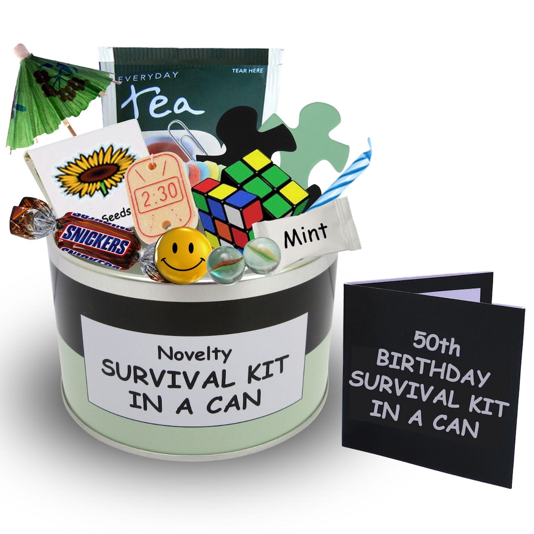 50th Birthday Survival Kit in A Can. Fun Happy Birthday Gift & Card ...