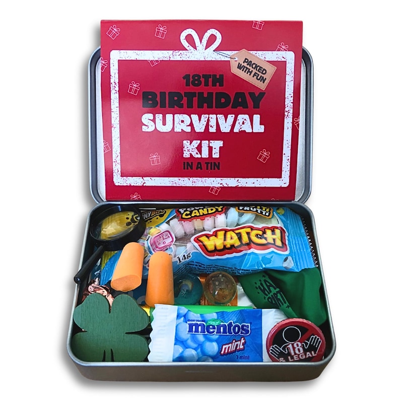 18th Birthday Gift. Happy 18th Birthday Survival Kit in a Tin Gift Set ...