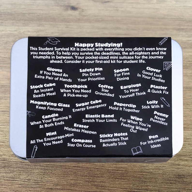 Student Survival Kit in a Tin – University & College Novelty Gift | Fun ...