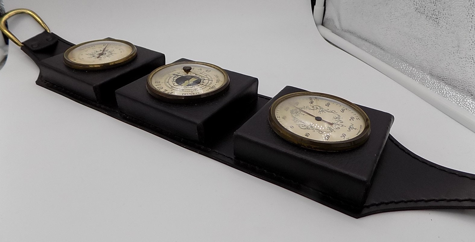 UNIQUE Barometer Thermometer Rain Gauge Real Leather - Etsy UK
