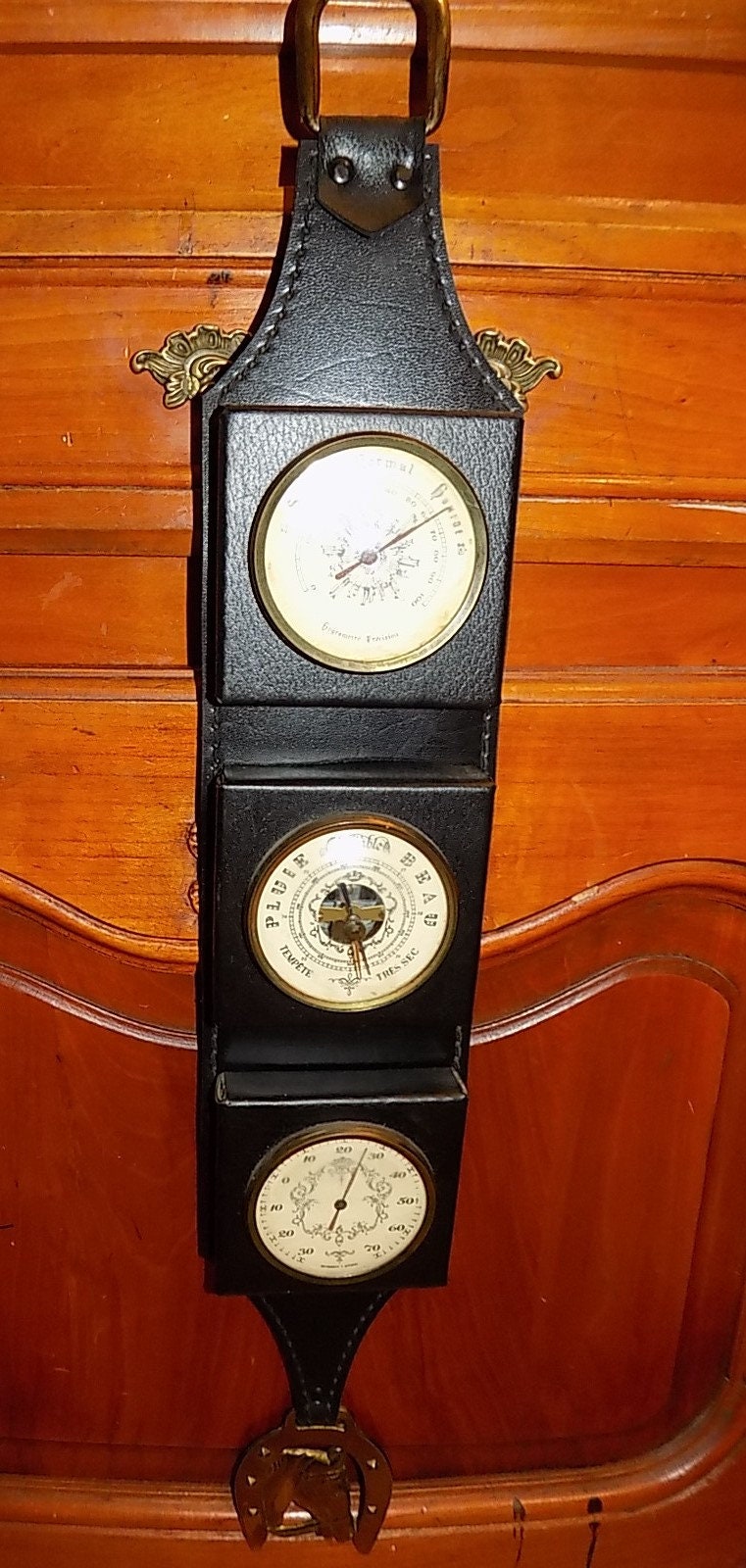 UNIQUE Barometer Thermometer Rain Gauge Real Leather - Etsy UK
